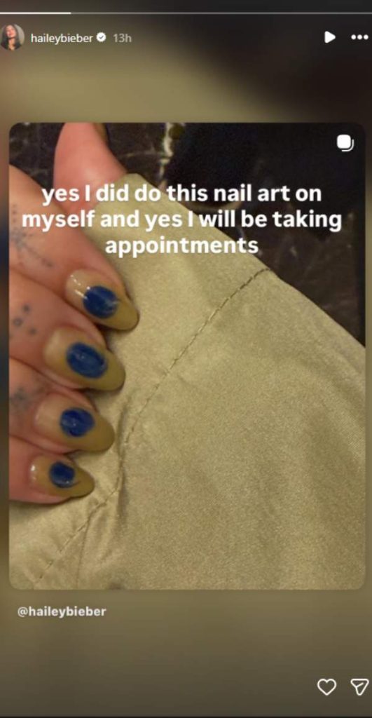 Hailey Bieber jokes about becoming nail artist